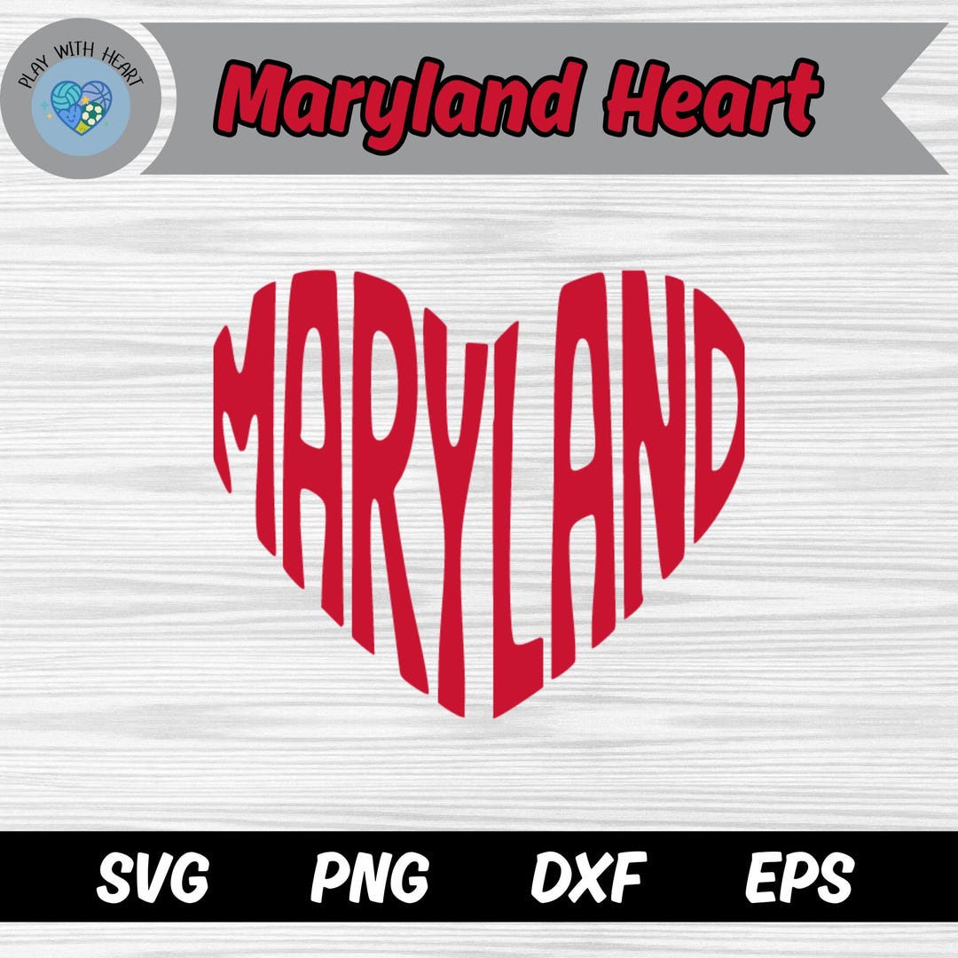 Maryland Heart SVG, Retro State Cut File, Letters in Heart, Heart Word ...