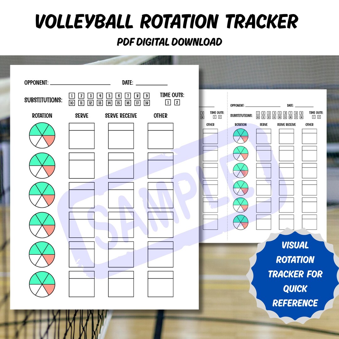 Volleyball Visual Lineup and Rotation Sheet for Coaches, Printable PDF ...