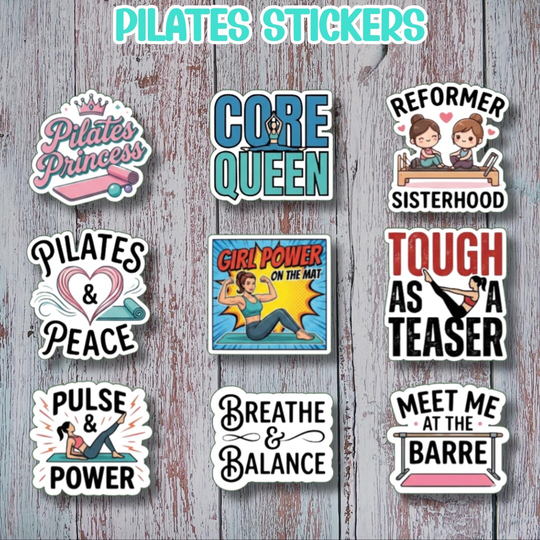 Pilates Sticker Pack (9 Designs) | Funny Reformer & Mat Stickers ...