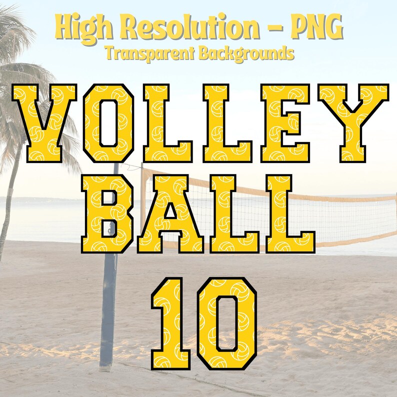 Volleyball Letters, Yellow Volleyball Alphabet PNG, Volleyball Clipart ...