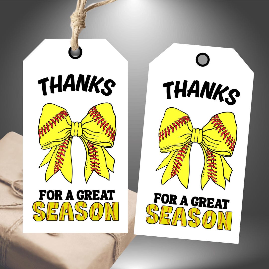 Softball Thanks for a Great Season Tags Printable, Thank You Coach Gift ...