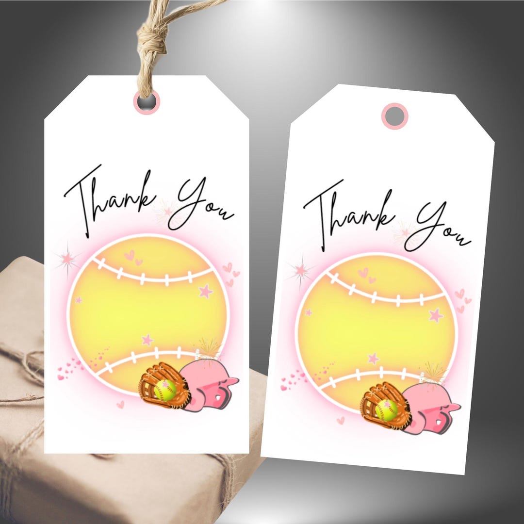 Softball Thanks You Gift Tags Printable, Thank You Coach, B-day Party ...