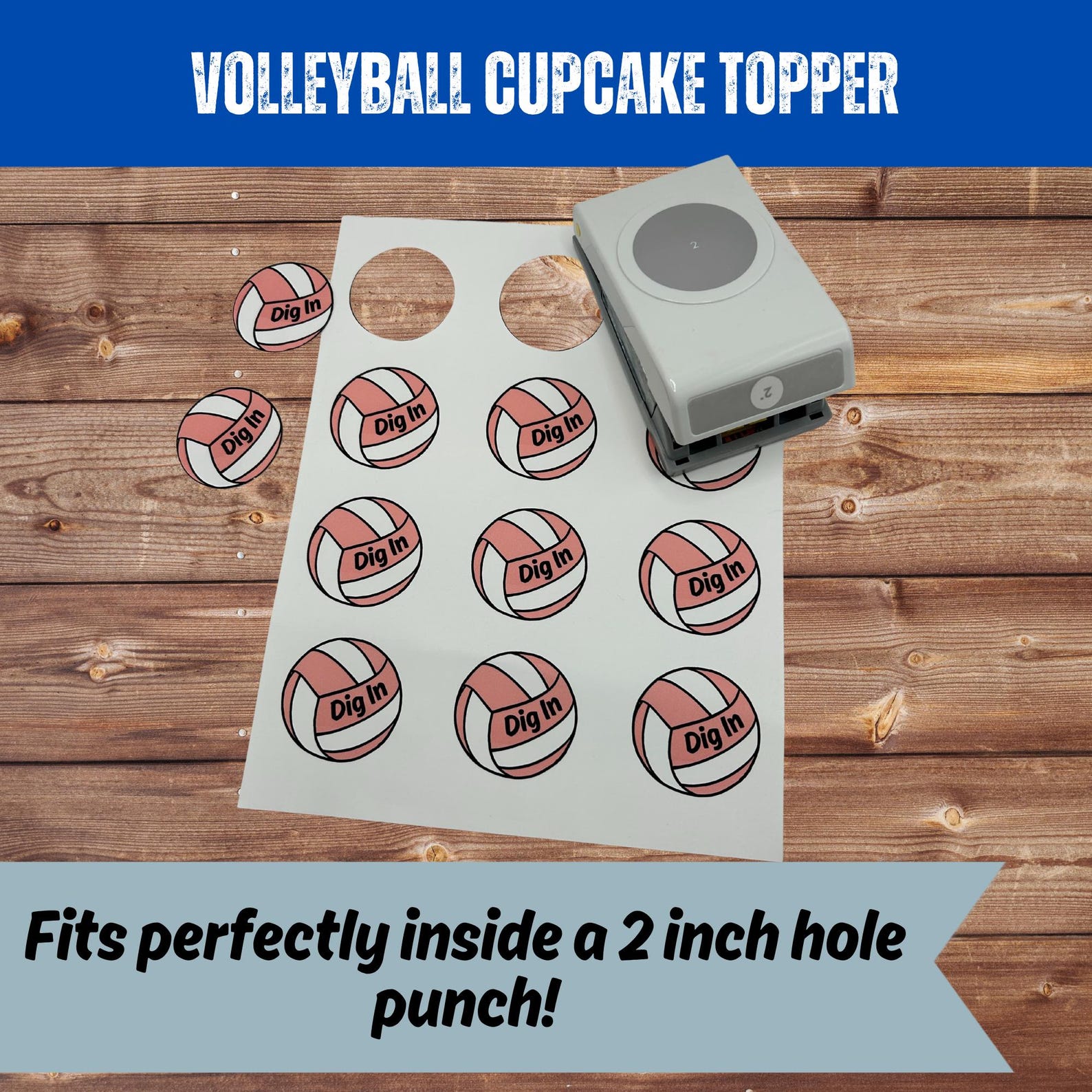 Volleyball Cupcake Toppers, Printable 2" Circle Tags, 12 Colors ...