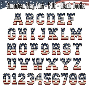 American Flag Letters W/black Border, USA Alphabet PNG, American Flag ...