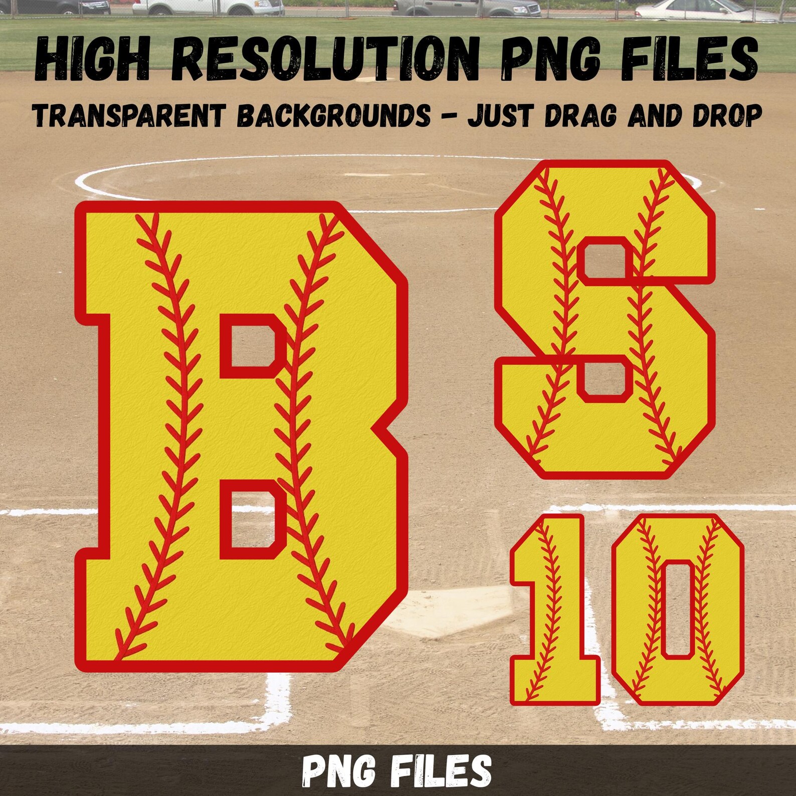 Softball Letters W/red Border, Softball Alphabet PNG, Softball Clipart ...