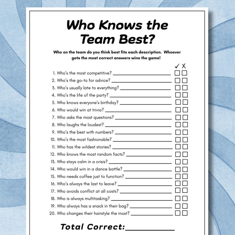 Get to Know Your Team, Ice Breaker, Team Building Activity, Coworker ...