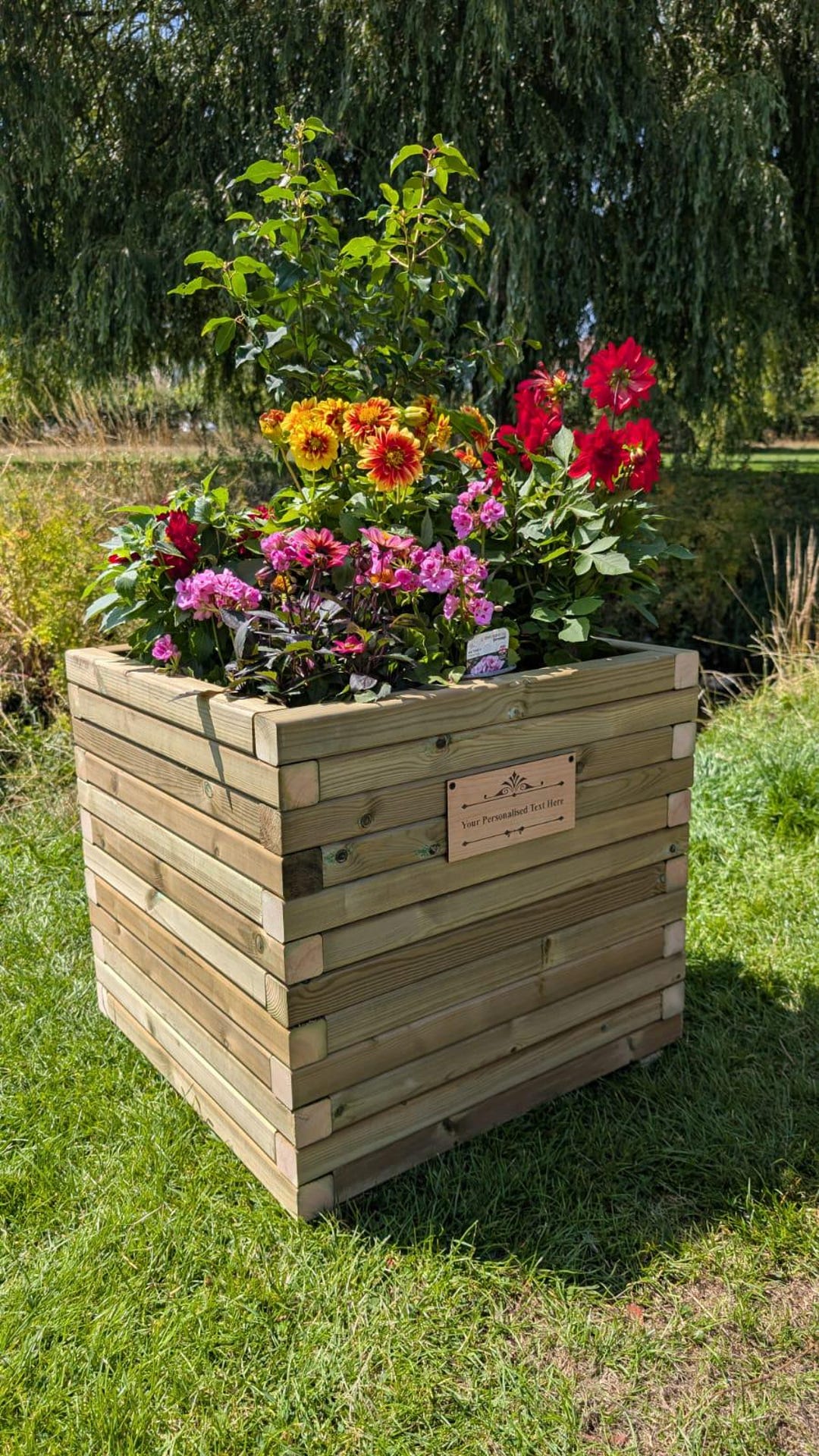Extra Large Tree Raised Treated Pine Wooden Cube Planter - Trough Veg ...