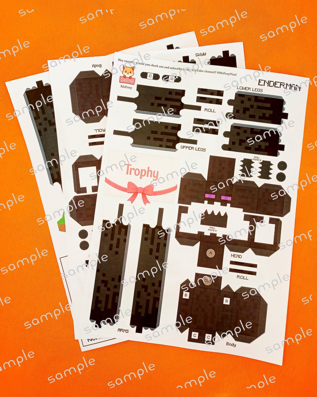 Poseable Enderman Papercraft – With Tutorial Video– Minecraft Digital ...