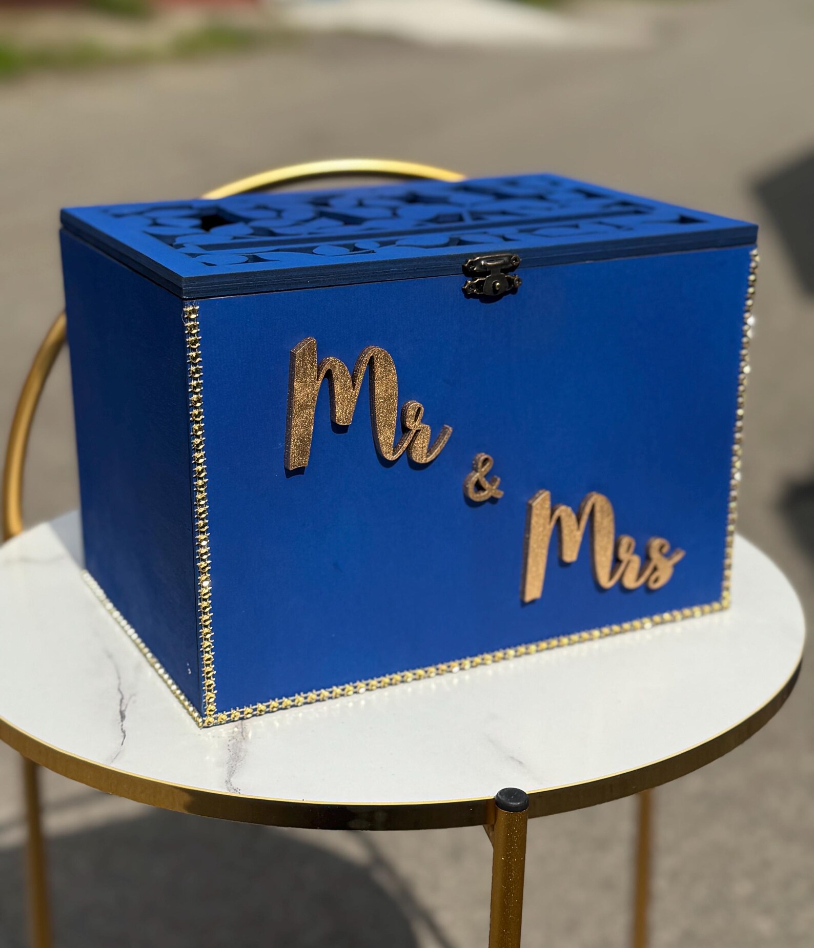 Blue Wedding Card Box With Slot Wedding Card Holder Wedding Envelope ...