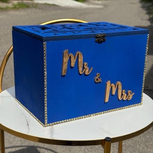 Blue Wedding Card Box With Slot Wedding Card Holder Wedding Envelope ...
