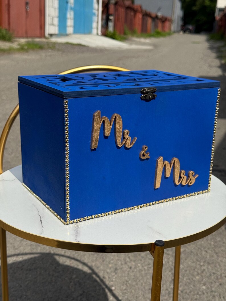 Blue Wedding Card Box With Slot Wedding Card Holder Wedding Envelope ...