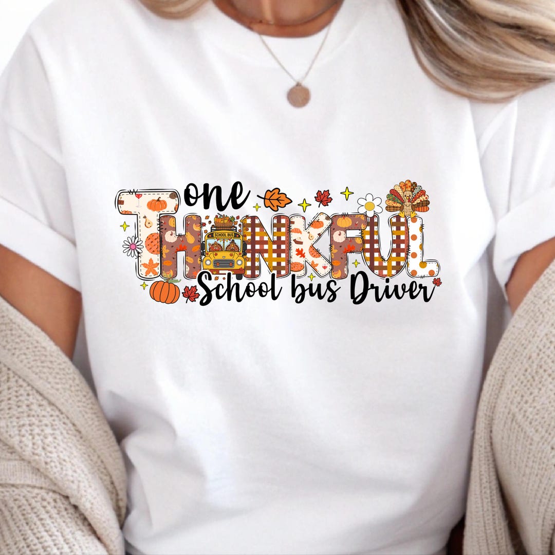 Thankful School Bus Driver PNG: Fall Thanksgiving Design (digital ...