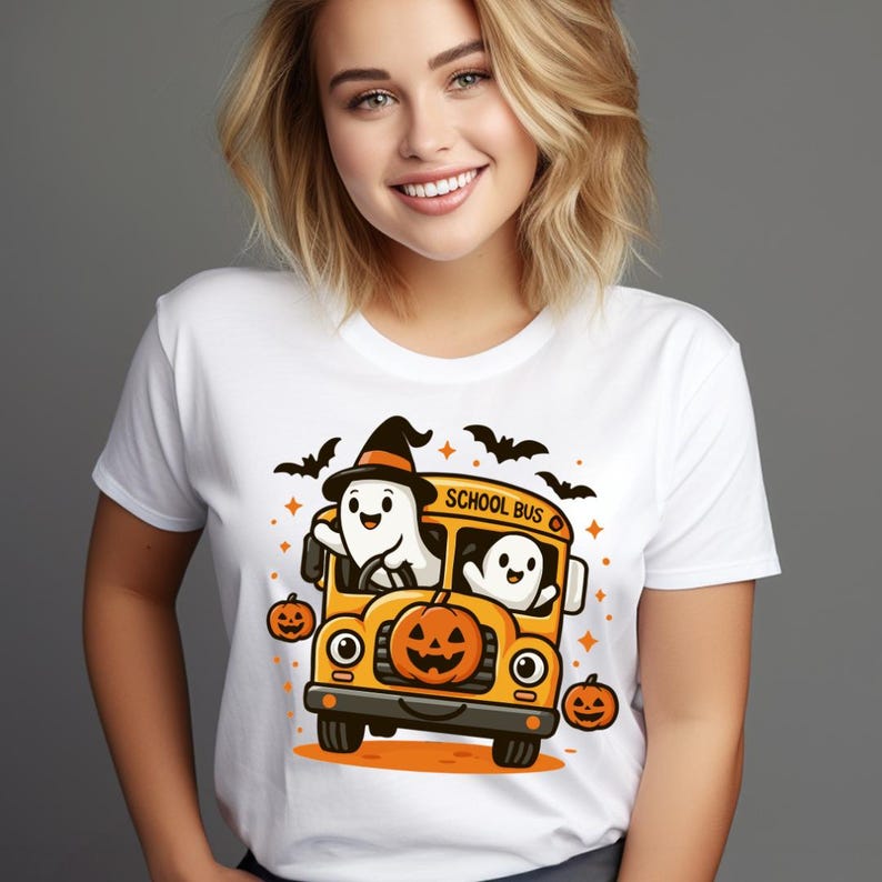 Cute Halloween School Bus PNG, Bus Driver Life, Ghost Witch School Bus ...