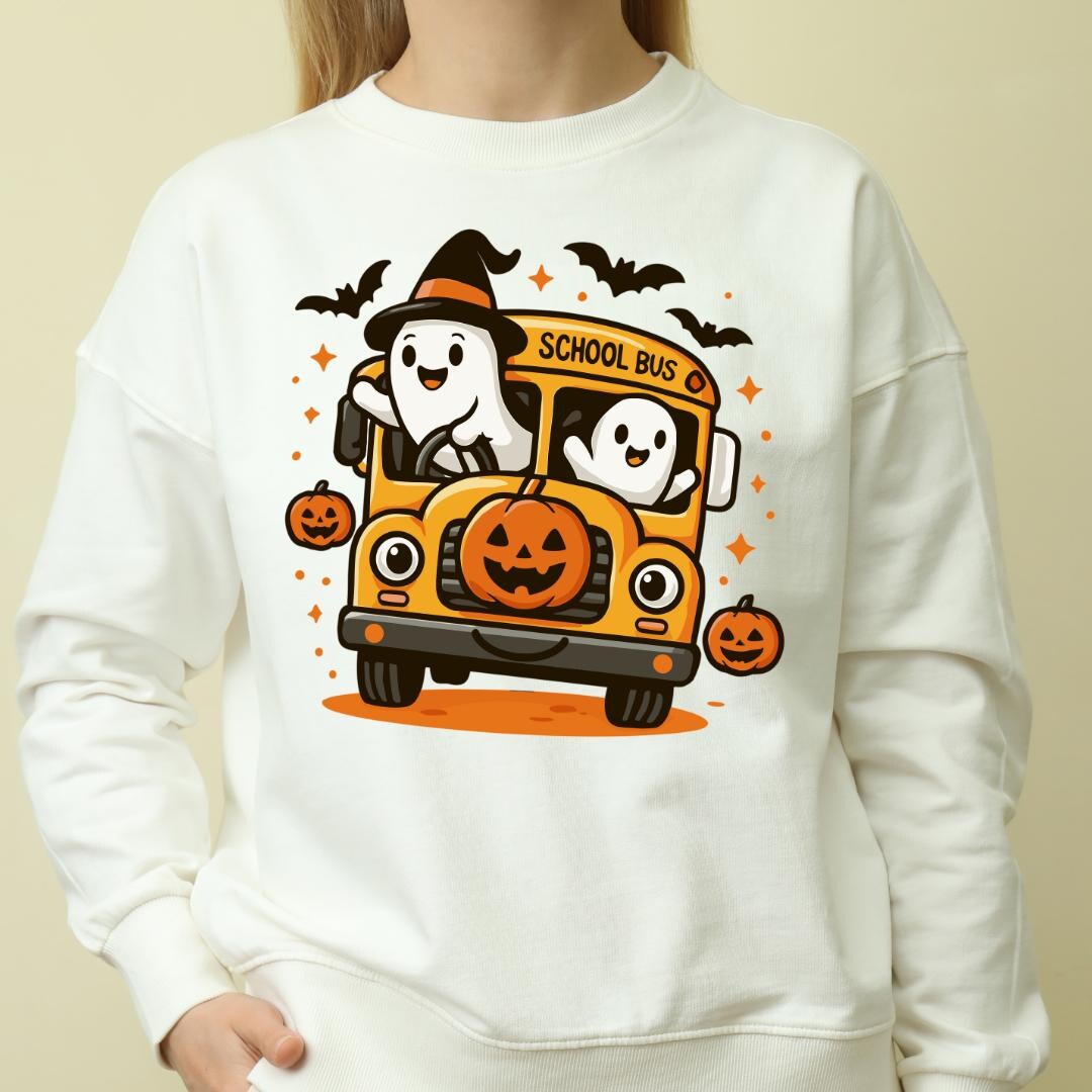 Cute Halloween School Bus PNG, Bus Driver Life, Ghost Witch School Bus ...