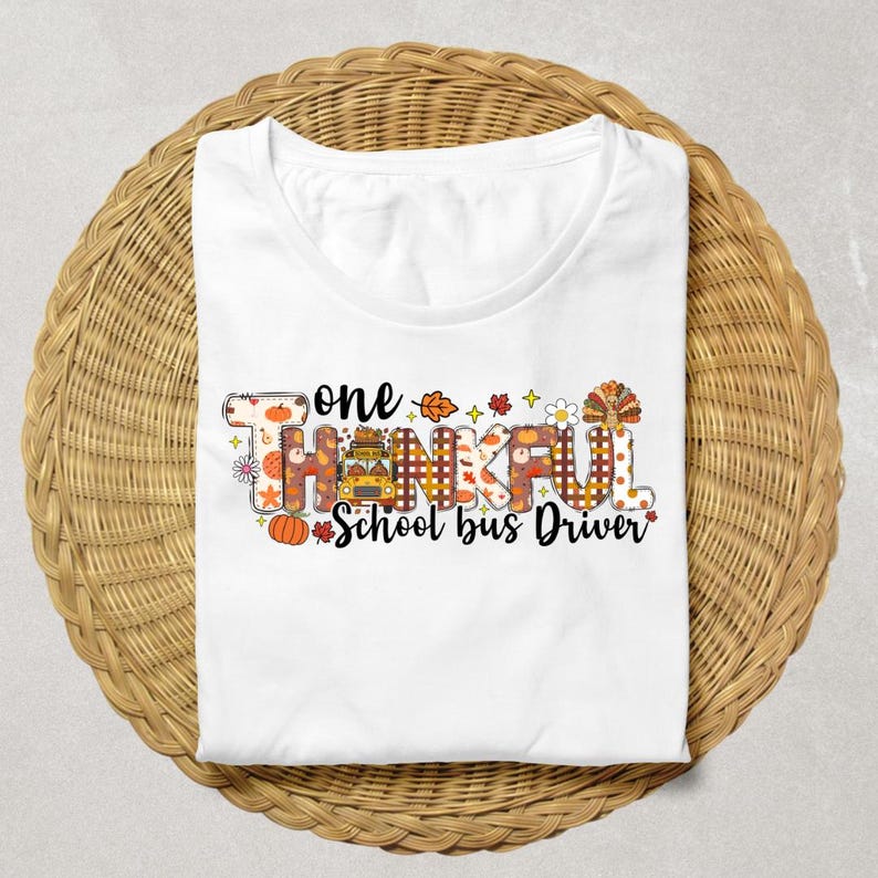 Thankful School Bus Driver PNG: Fall Thanksgiving Design (digital ...