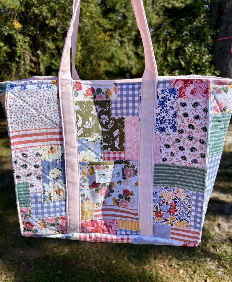 Ellie Tote Bag — Handmade Patchwork Tote - Etsy