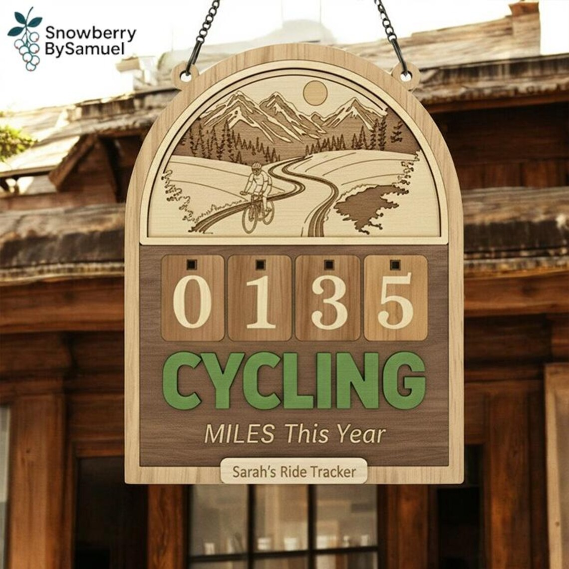 Personalized Cycling Miles Tracker Sign, Wooden Bike Distance Log ...