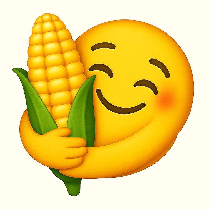 Hugging Emoji Sticker: Funny Corn Cob PNG (digital) - Etsy UK