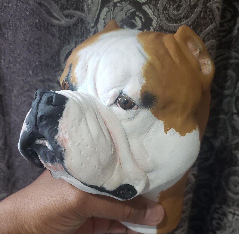 Custom American Bully Bust | Handmade Resin Dog Sculpture | Custom Dog ...
