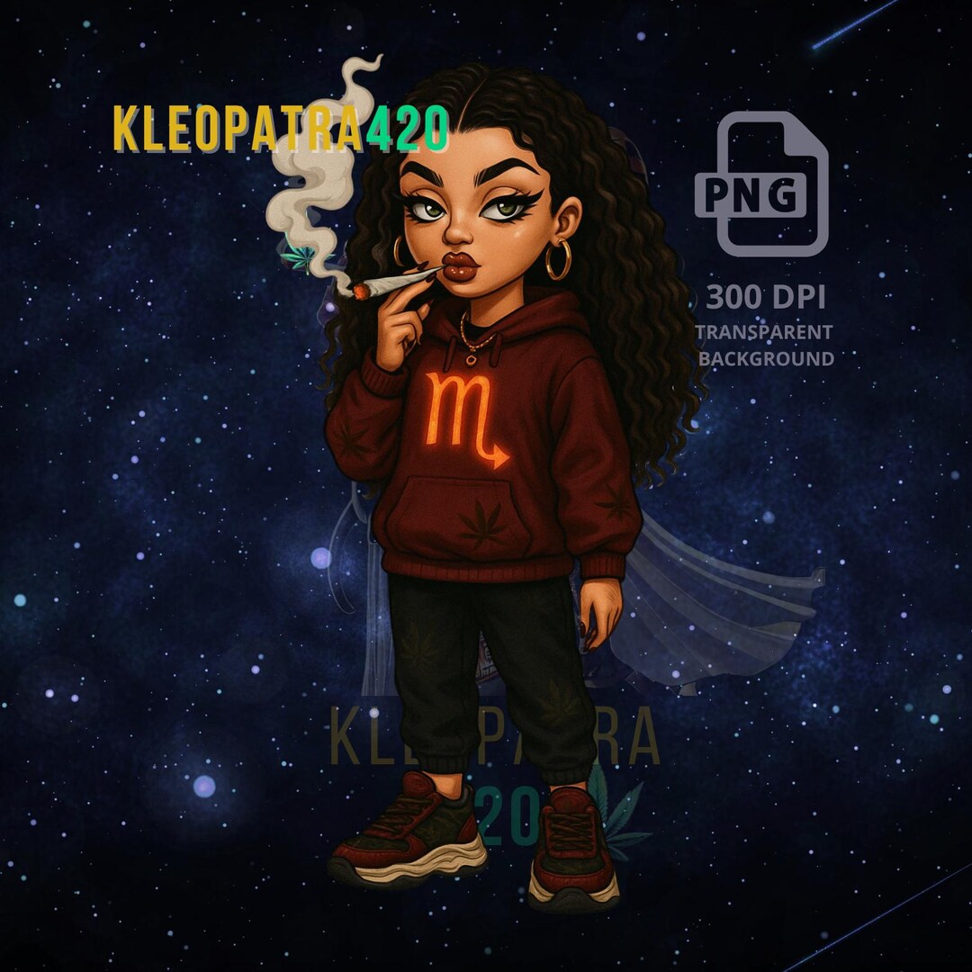 Urban Diva Stoner Scorpio PNG | Trap Girl Smoking Blunt Clipart ...
