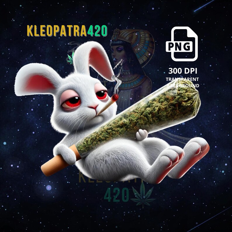 Stoned Bunny PNG, Rabbit Smoking Pot, Funny 420 Life Bunny Weed Png ...