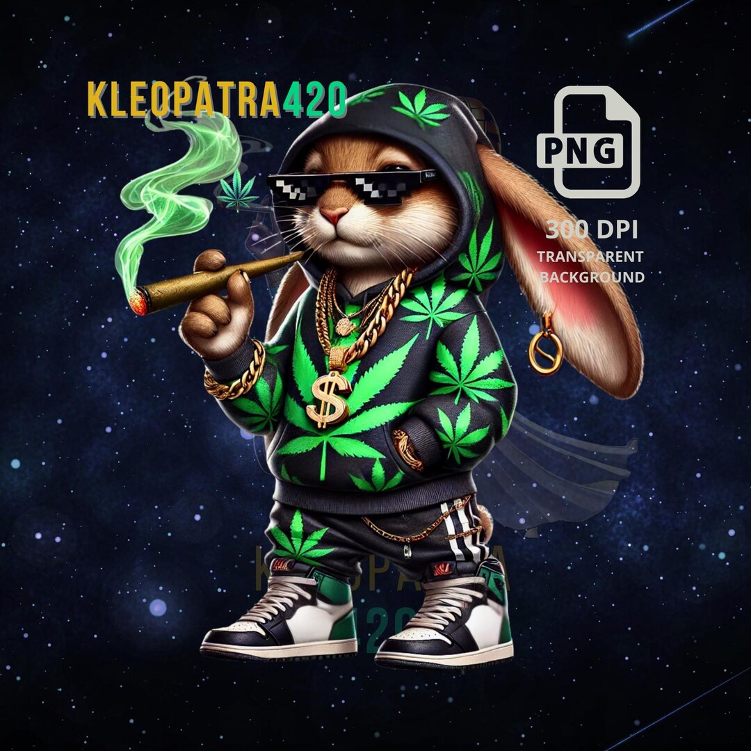 Thug Bunny Stoner PNG | Weed Gangsta Rabbit Sublimation | 420 ...