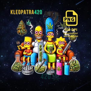 Simpsons Family 420 PNG, Trendy Stoner Clipart, Weed Digital Download ...