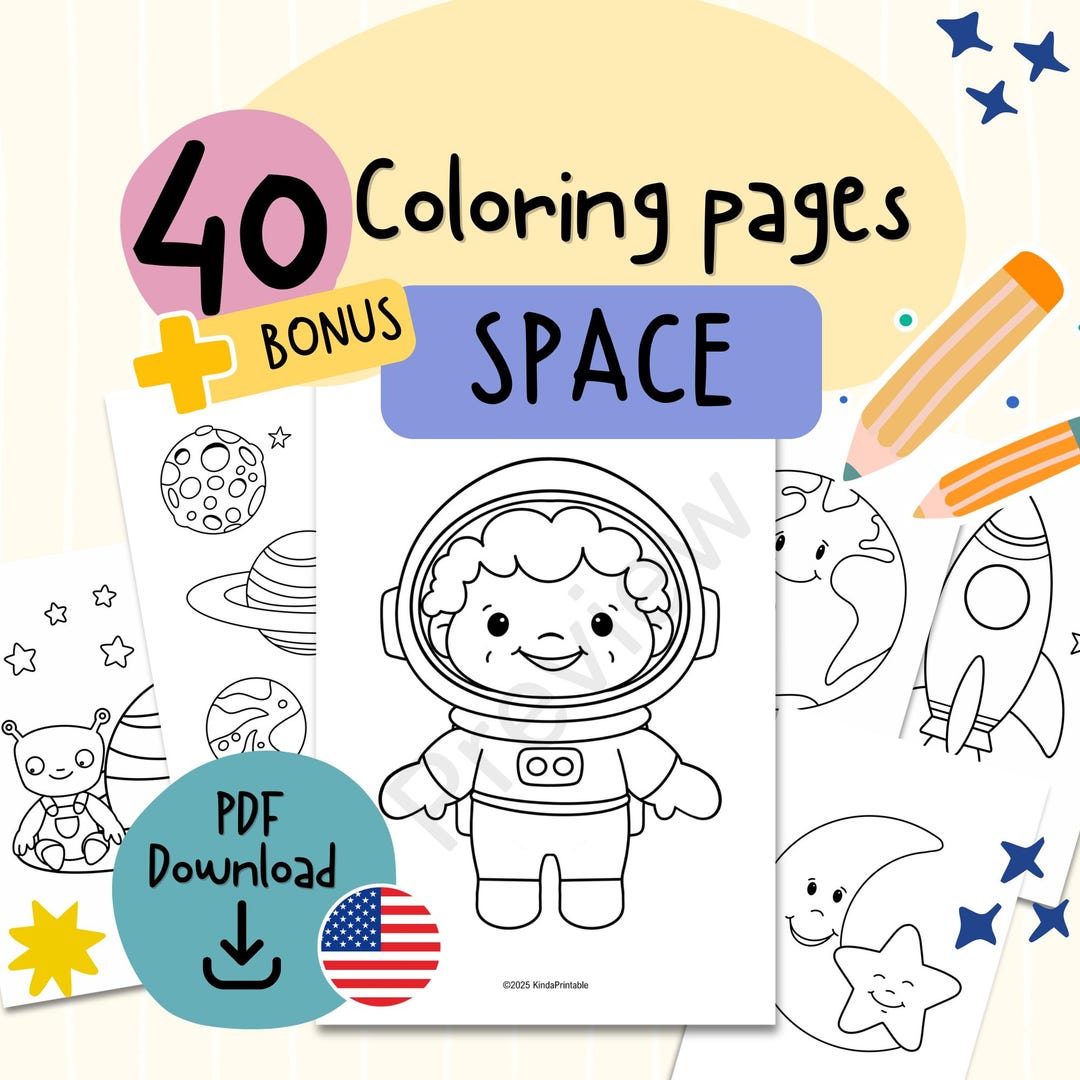 40 Hand-drawn Space Coloring Pages – Astronaut, Rocket & Planet ...
