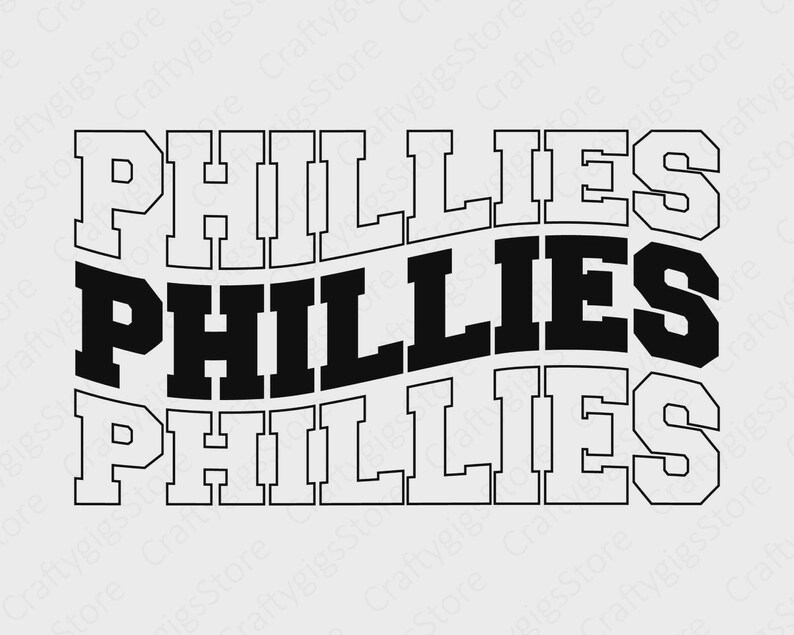 Phillies Wavy Svg, Phillies Mascot Svg, Stacked Wave Font Svg, School ...
