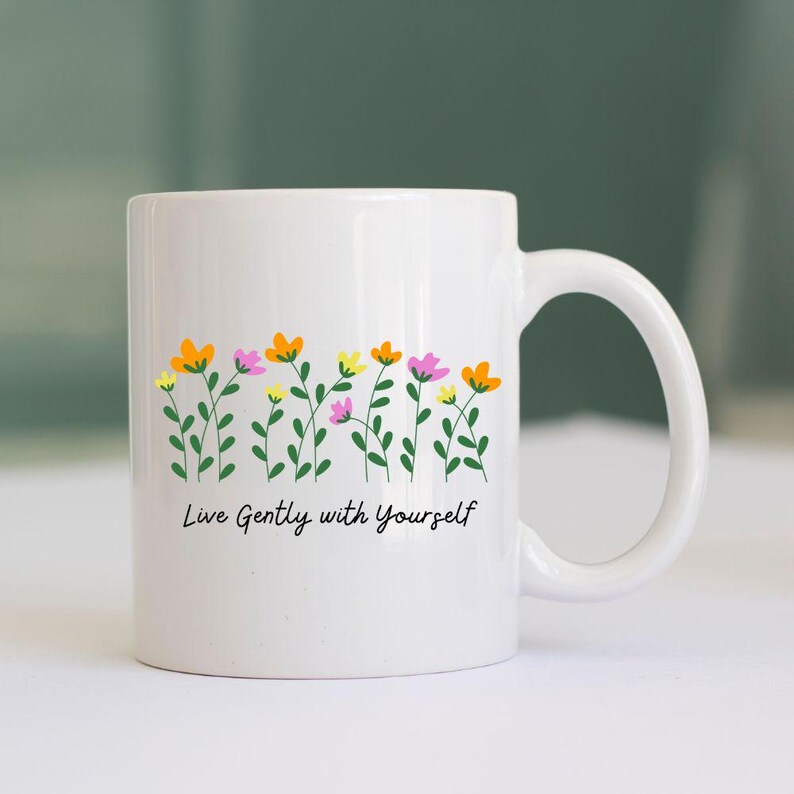 Live Gently Floral Png Mental Health Png Anxiety Png | Sublimation ...