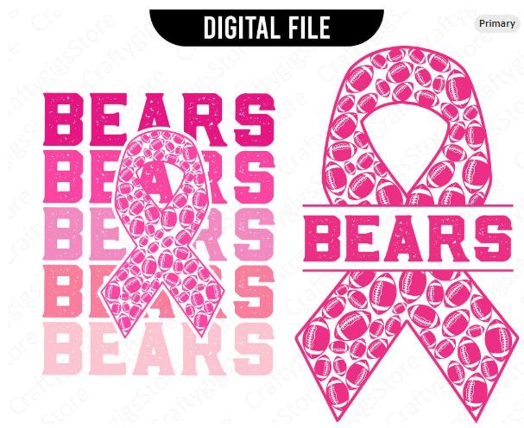 Breast Cancer Mascot Svg, Bears Svg, Spirit Svg, Ribbon Footballs Svg ...