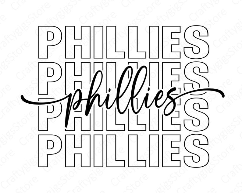 Phillies Wavy Svg, Phillies Mascot Svg, Stacked Wave Font Svg, School ...
