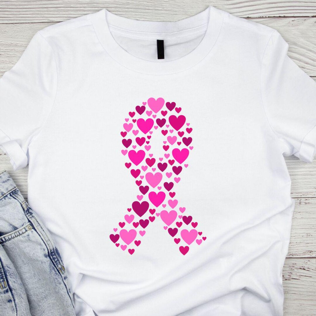 Breast Cancer Awareness Heart SVG, Awareness Ribbon SVG, Heart Cancer ...