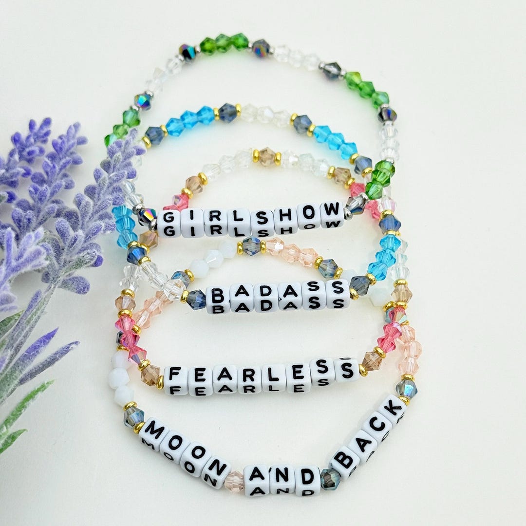 Personalized Beaded Word Bracelet – 14k Gold Accents, Glass Beads - Etsy