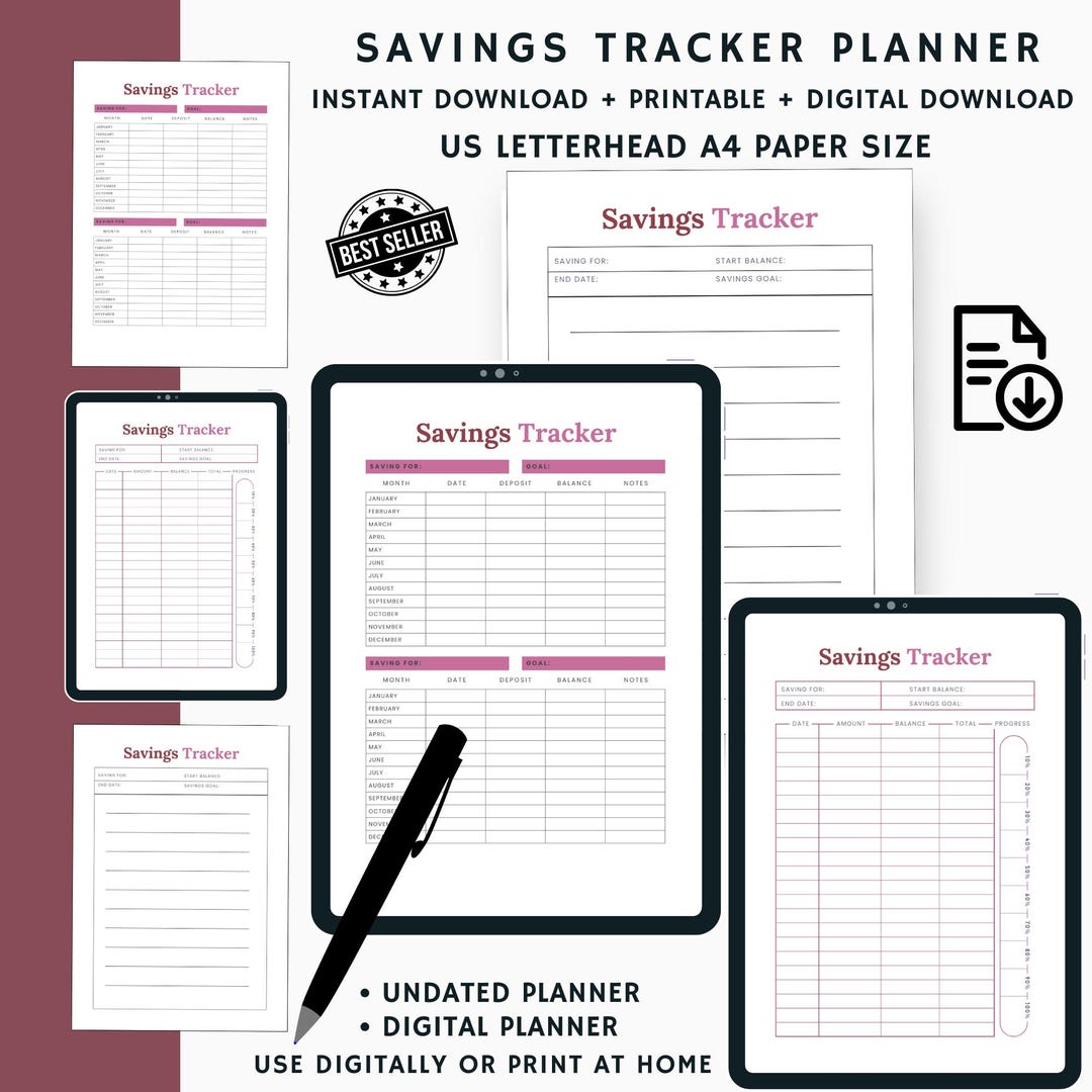 Printable Savings Tracker: Budget Planner (a4/a5/letter) (digital ...