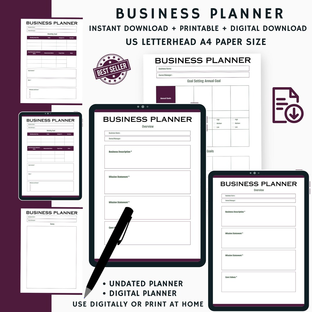 Business Planner Printable, Business Organizer, Business Planning ...