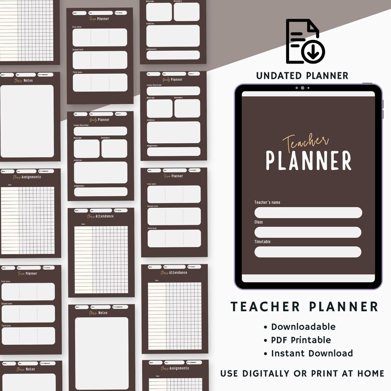 Teacher Planner Printable | Digital Academic Planner Kit | Lesson ...
