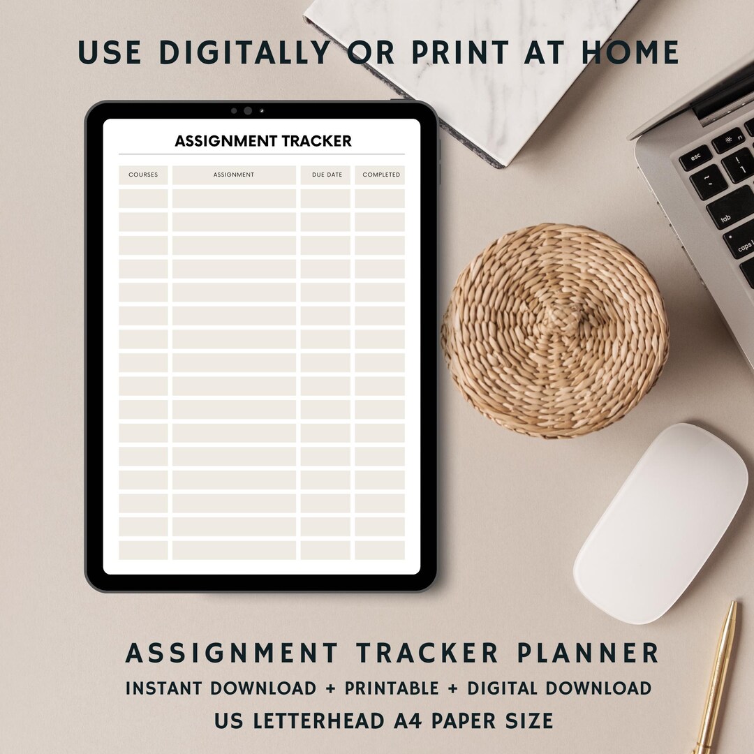 Assignment Tracker Sheet | A5 Printable Planner Inserts | Homework List ...
