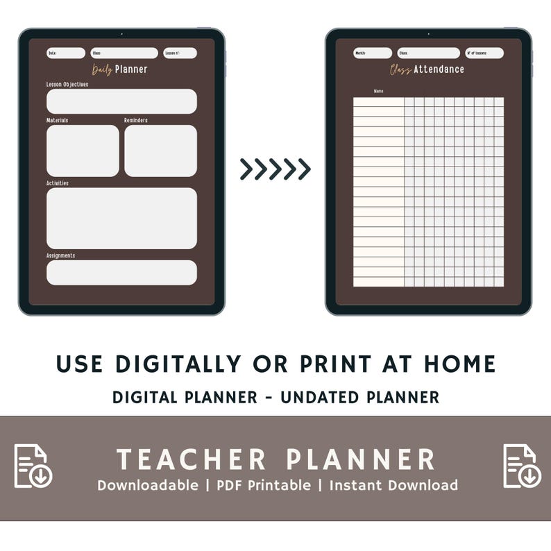 Teacher Planner Printable | Digital Academic Planner Kit | Lesson ...