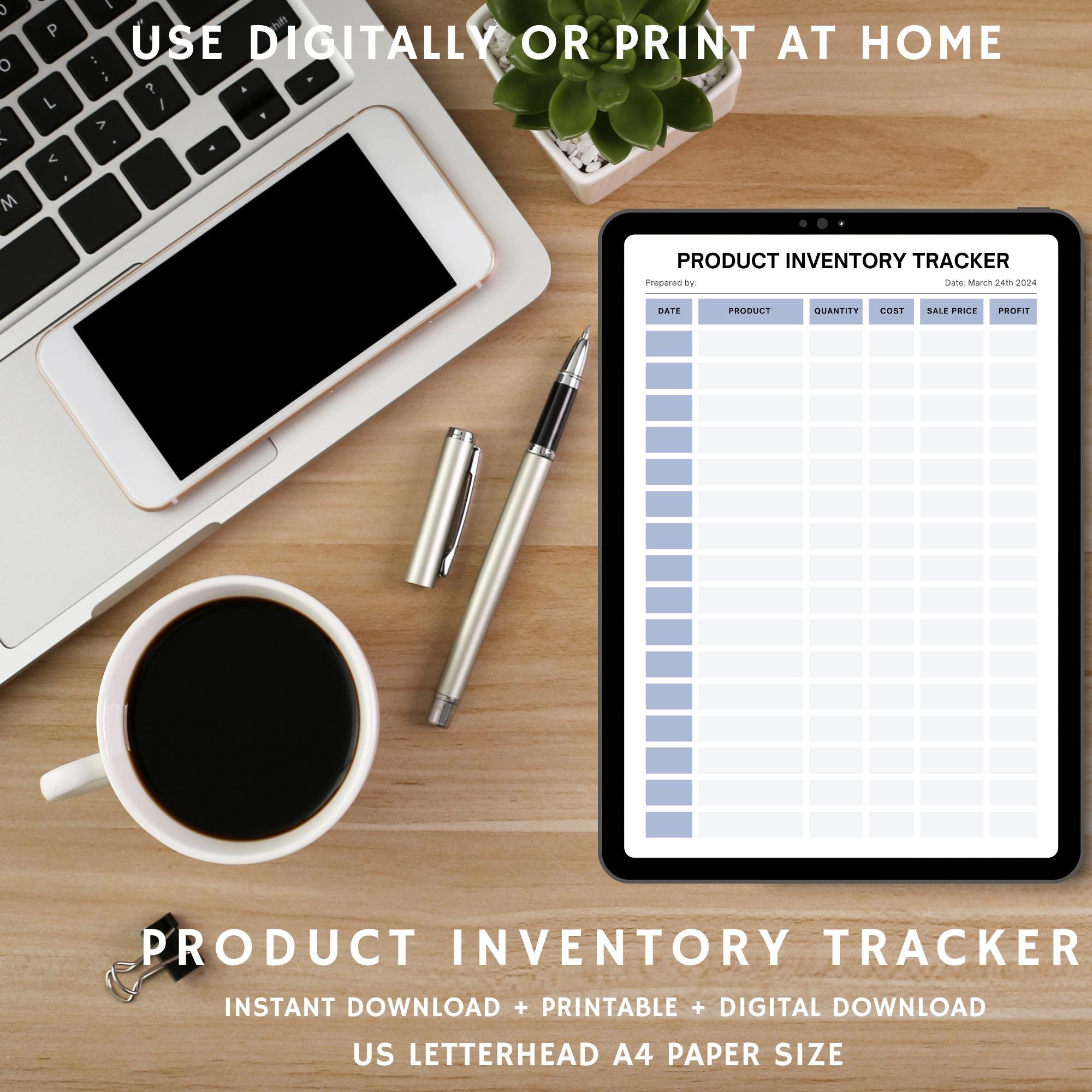 Printable Product Inventory Tracker, Inventory Log, Product Inventory, Inventory Management ...