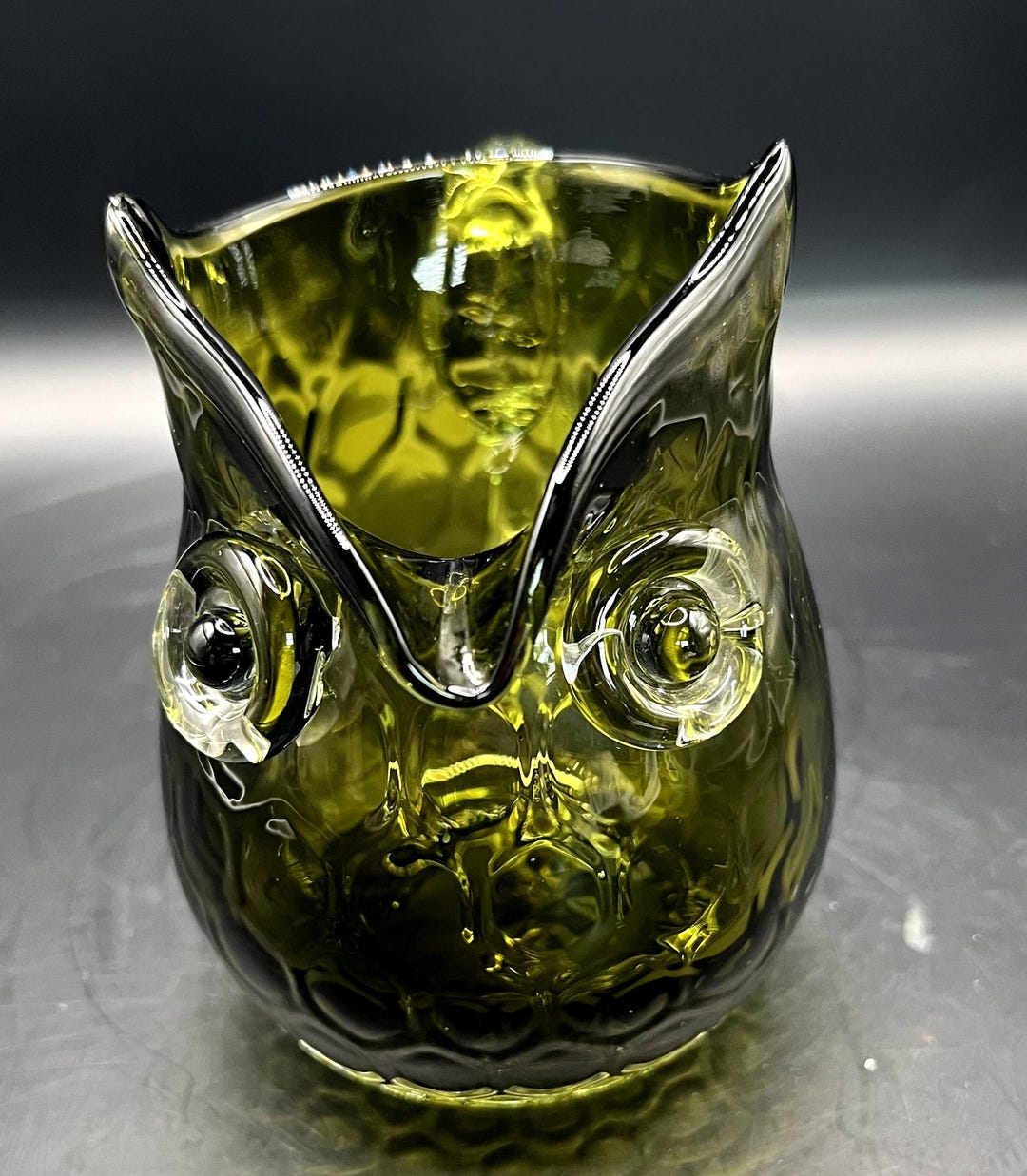 Vintage Tozai Handblown Glass Owl Creamer Pitcher – Retro Green – 1970s ...