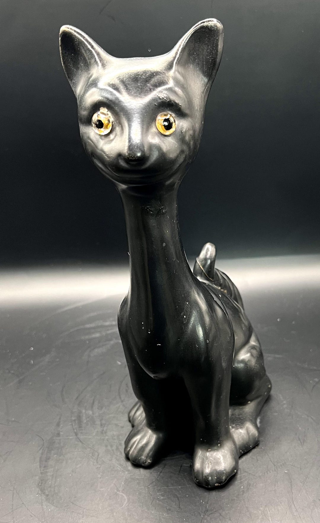 Vintage Halloween Bretby Pottery Black Cat – Victorian Era Smiling Cat ...