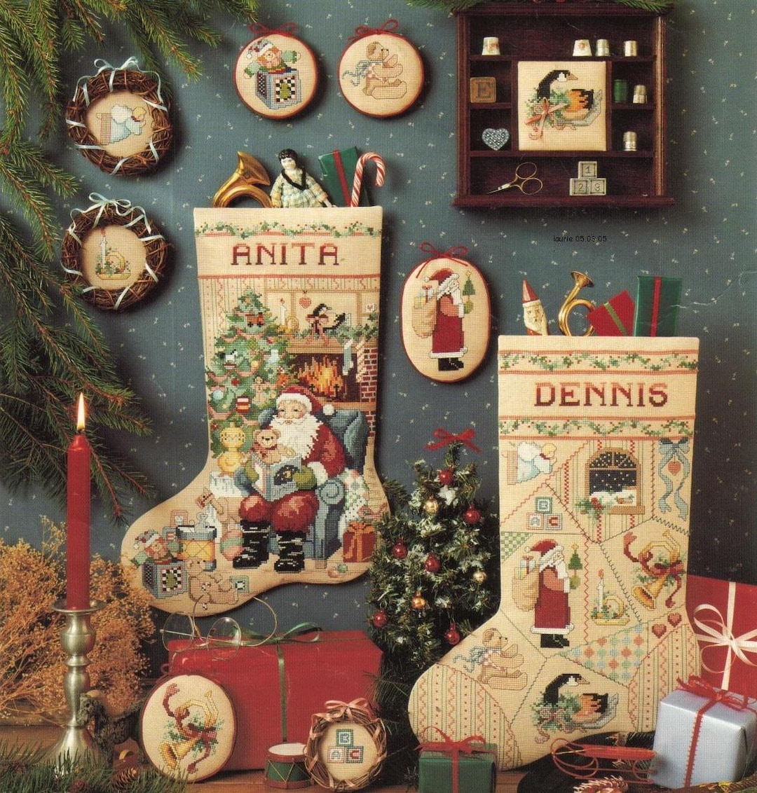 Vintage Cross Stitch Pattern , Christmas Memories , Christmas Stocking ...