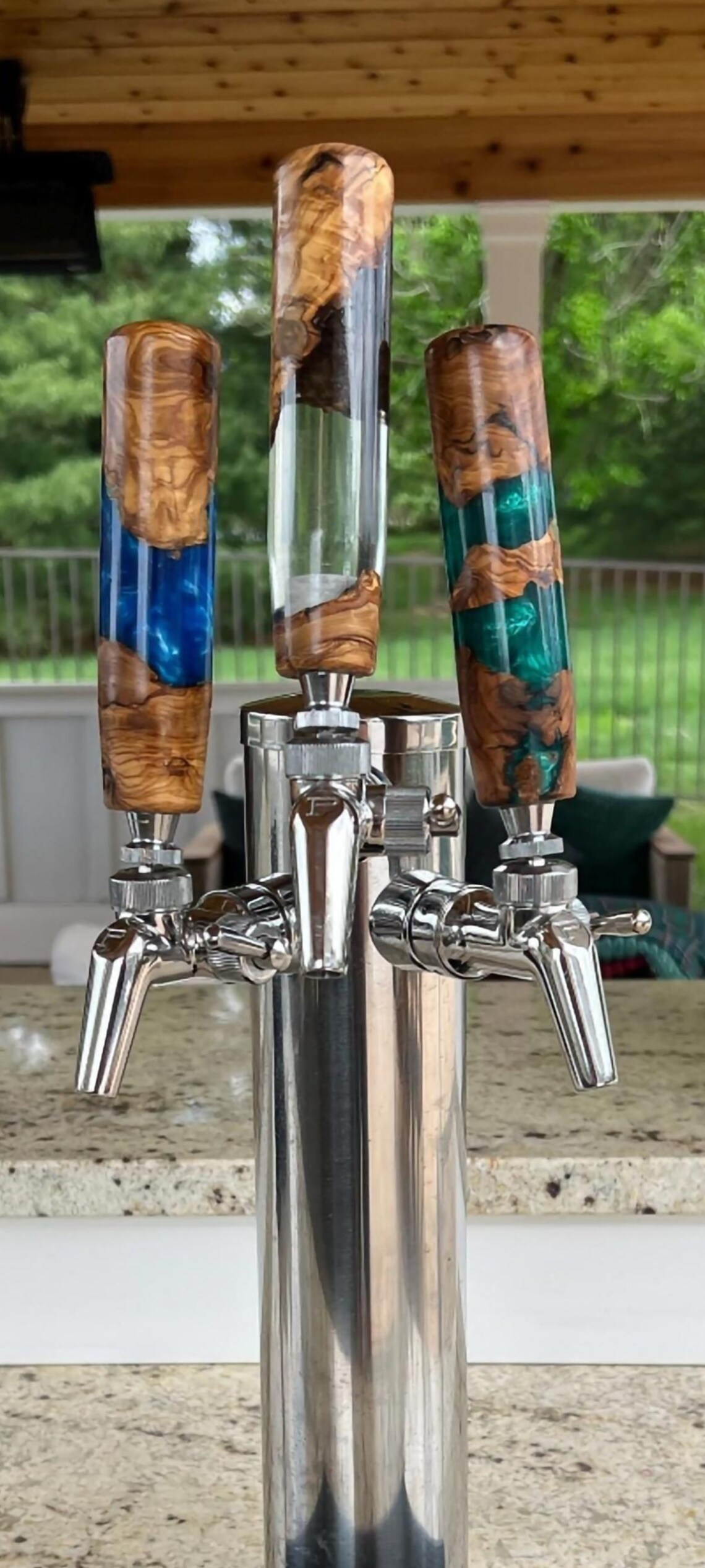 5.2 " Green Wood Beer Tap Handle With Epoxy , Unique Handle, Olive Beer ...