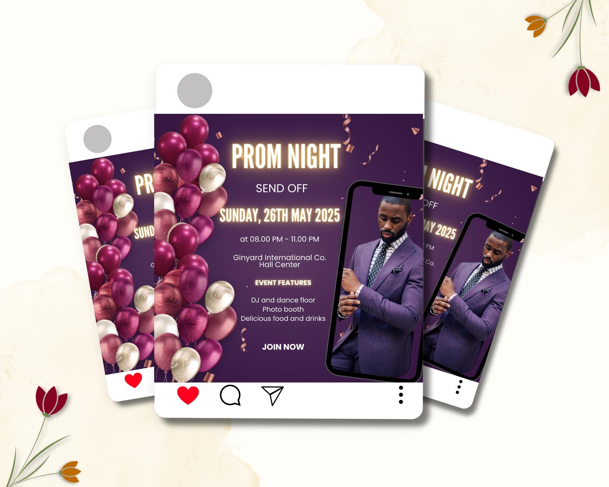 Editable Prom Invitation Flyer, Prom Send-off Flyer, Prom Event Flyer ...