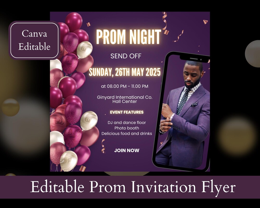 Editable Prom Invitation Flyer, Prom Send-off Flyer, Prom Event Flyer ...