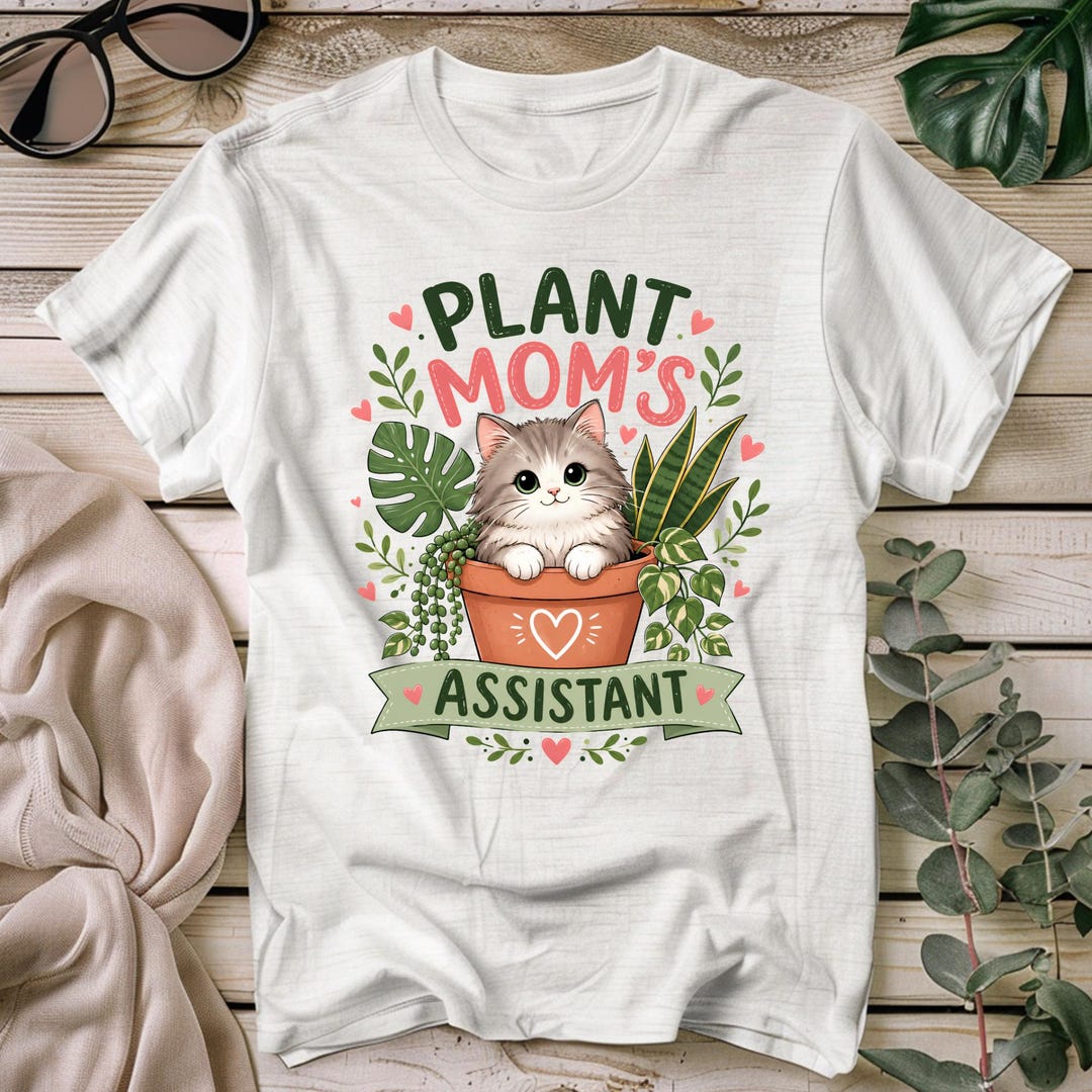 Plant Mom's Assistant Cat Shirt | Kitten Lover Tee - Etsy