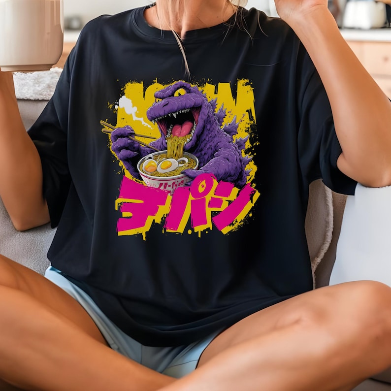 Godzilla Ramen Japanese Kaiju Noodle Monster T-shirt | Anime Food Art ...