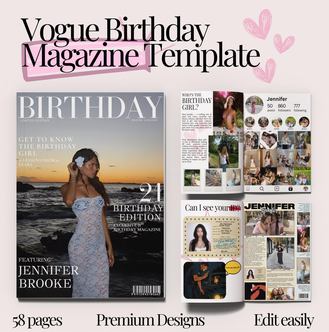 Vogue Birthday Magazine Template | Bestfriend Birthday Magazine ...