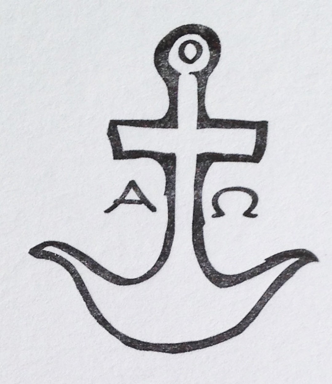 Letterpress - Anchor - Alpha & Omega - Early Christian Symbol - Etsy